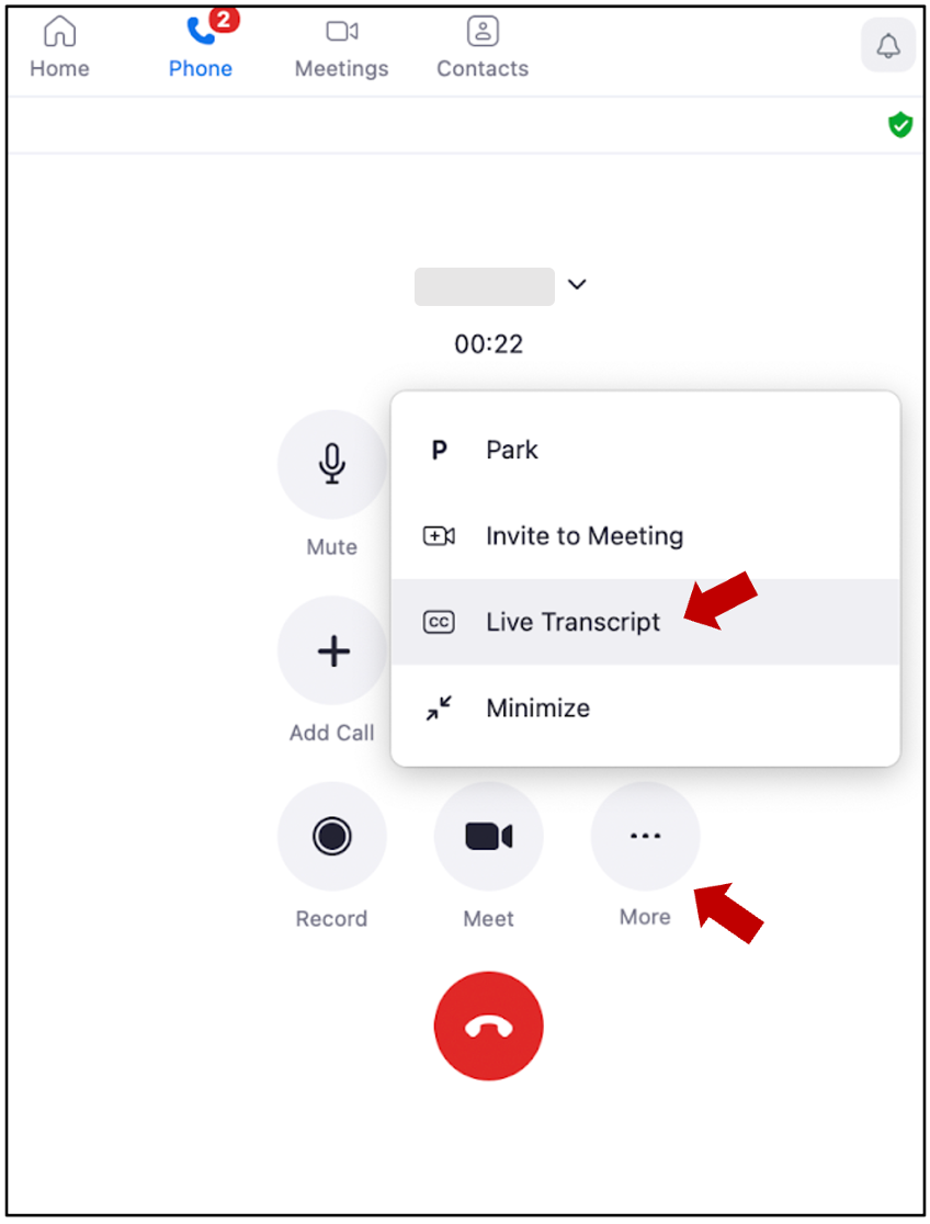 Live Transcript- Zoom Phone 2 / ITS Documentation